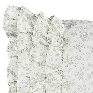 Laura Ashley Home Throw Pillow Cotton Envelope Closure, Elegant Home Decor for Couch or Bed, 14" x 20", Harper Pale Green