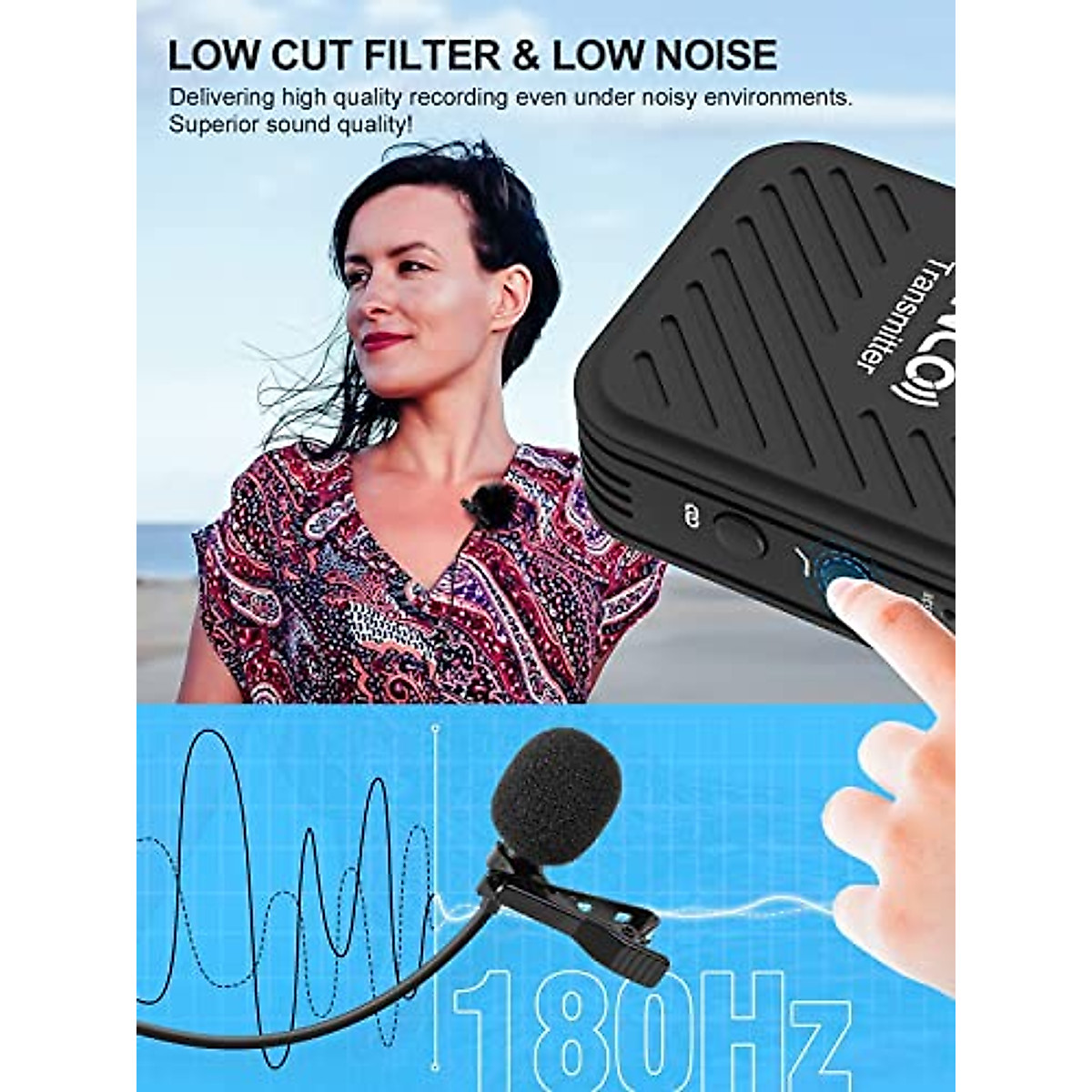 SYNCO Wireless Lavalier Microphones & Systems, G1(A1) 2.4GHz 1 Transmitter & 1 Receiver Lapel Mic for Vlog Streaming YouTube for DSLR Camera Smartphone Tablet, Wireless-Camera-Lav-Microphone-System