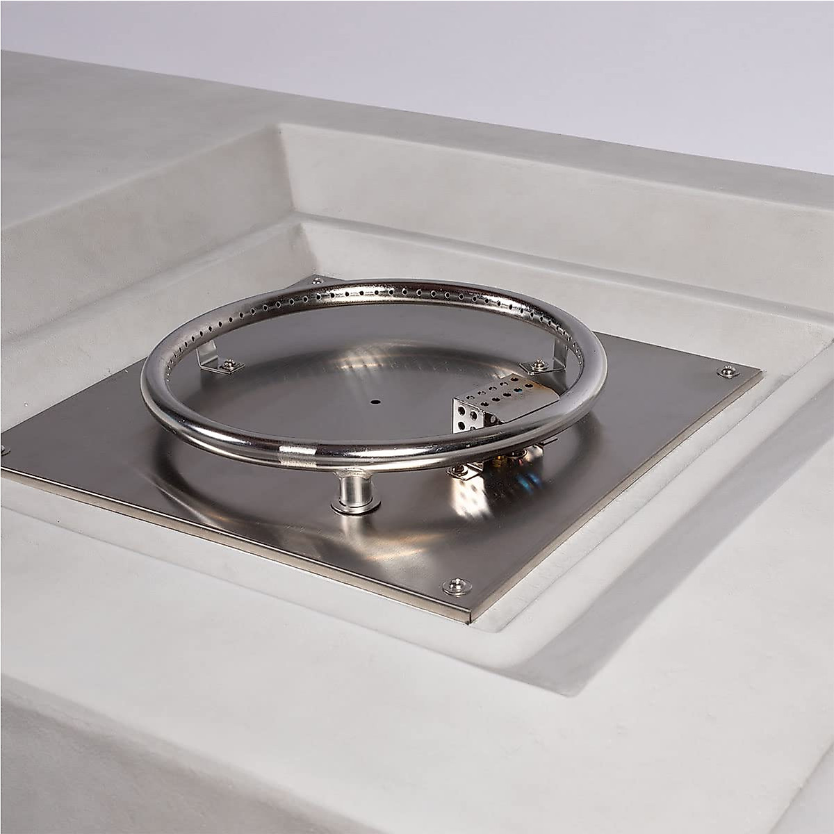 AJ Enjoy 60" Firepit Table for Outside, 50,000 BTU Large Rectangular Concrete Outdoor Firepit Tables, Laval Rocks, Side Handles, Fits 20lb Tank Outside, Grey