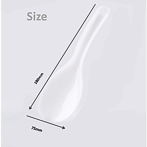 AKOAK 2 Pcs Rice Spoon White Transparent Plastic Rice Spoon Thick Meal Spoon Non-Stick Pan Efficient Flexible Household Kitchen Necessities