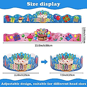 30 Pieces Birthday Crowns for Kids Classroom with 300pcs Happy Birthday Stickers for Students Boys Girls School Preschool Teacher Supplies Birthday Party Favors