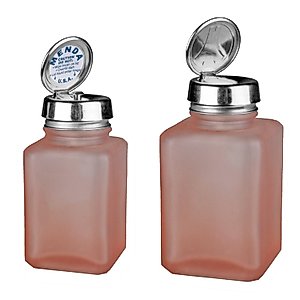 Menda MDA-4445 4oz Pure Touch and 6oz One Touch Square Frosted Glass Bottles Kit with Stainless Steel Closure, Pink