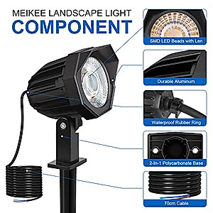 MEIKEE 15W LED Landscape Lights IP66 Waterproof Wall Lights 2-in-1 Outdoor Low Voltage Spotlight Warm White Garden Pathway Lights for Yard Walkway Patio (Matte Black, 1 Pack)