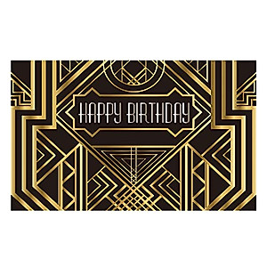 Allenjoy Gatsby Themed Backdrop for Wedding Party Decoration Black and Gold Roaring 20s Art Decor 1920s Happy Birthday Children Supplies Photography Pictures Photo Studio Booth
