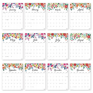 S&O Vertical Floral Wall Calendar from Jan 2023-Jun 2024 - Tear-Off Monthly Calendar - 18 Month Academic Wall Calendar 2023-2024 - Hanging Calendar to Track Anniversaries & Appointments - 10.5x13.5”in