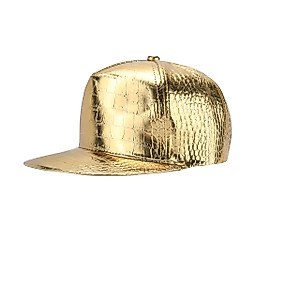 2Pack Hip Hop Gold Hat Rock Flat Brim Bill Hats Adjustable Funny Snapback Hat for Men and Women