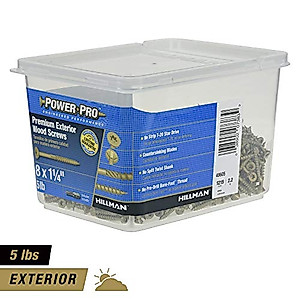 Power Pro 48605 Wood Screws, #8 x 1-1/4", Premium Outdoor Deck Screws, Rust Resistant, Epoxy Coated Bronze, 5lb Tub, 1215 pcs
