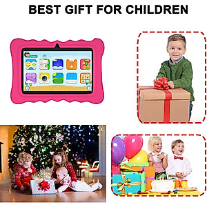 WECOOL Kids Tablet 7 inch Android, Quad Core Processor, 2GB RAM+16GB ROM, Educationl, Games, WiFi, Bluetooth, Dual Camera, IPS HD Display, Kid-Proof Case- Pink