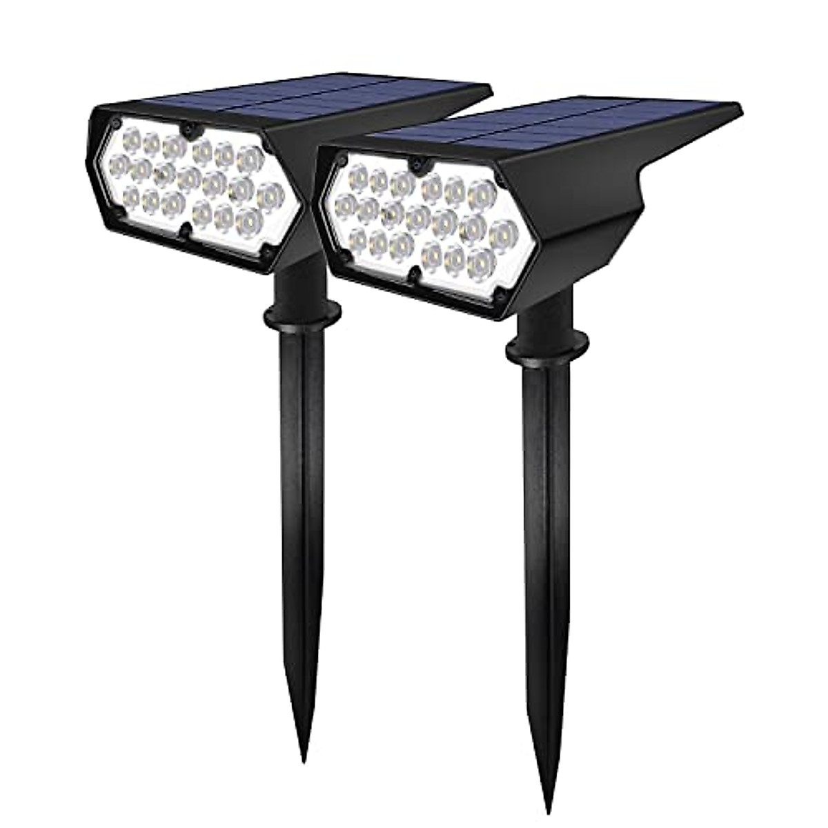 Trongle Solar Landscape Lights, [2 in 1] Bright Solar Spot Lights 2 Pack, IP65 Waterproof Solar Garden Light 6500K Path Light for Yard Garden Patio Driveway Porch Walkway Driveway Pool (Cool White)