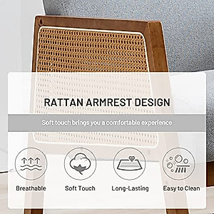 NIOIIKIT Nursery Rocking Chair with Wood Frames, Mid Century Upholstered Farmhouse Living Room Armchair, Comfy Glider Rocker for Nursery Living Room Bedroom Reading Indoor (Light Grey)