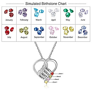 Mothers Necklace, Birthstone Necklesses for Mom Personalized Necklaces for Women Engraved Names Jewelry Gift (Engrave Name, 4 names)