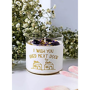 Lavender Crystal Candles, POSOWEL Lavender Soy Candle - I Wish You Lived Next Door - Best Friend, Friendship Gifts for Women, Mothers Day, Birthday Gifts for Friends Mom Wife