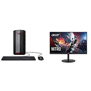 Acer Nitro 50 N50-640-UA91, 12th Gen Intel Core i5-12400F, NVIDIA GeForce GTX 1650, 8GB DDR4, 512GB SSD, Wi-Fi 6E, Windows 11 Home Nitro XV272U Vbmiiprx 27" WQHD IPS, Overclock to 170Hz