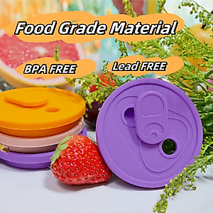 TERESRY 4 Pack Silicone Lids for Glass Cups with Bamboo Lids and Straws, 2.75inch/70mm Silicone Lids for 16OZ Beer Can Cups with Wooden Lids, Replacement Canning Lids for 20OZ 24OZ Glass Cups