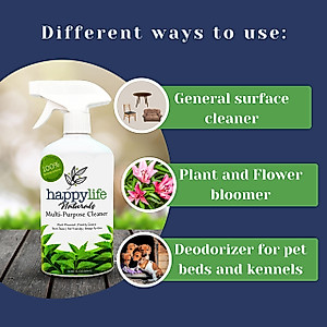 Happy Life Naturals - All purpose cleaner - natural household supplies - all purpose cleaning cleaning spray - Plant-based formula, multipurpose cleaner, kids and pets friendly, 16.9 Fl oz