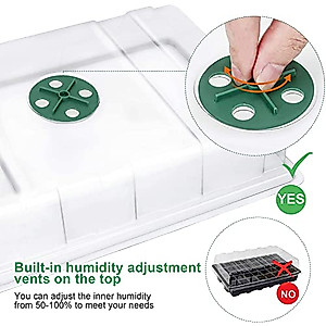 MIXC Seedling Trays Seed Starter Tray, 5-Pack Mini Propagator Plant Greenhouse Grow Kit with Humidity Vented Domes and Base for Seeds' Starting (40 Cells Per Tray, Total 200 Cells), Green