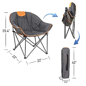 Suntime Sofa Chair, Oversize Padded Moon Leisure Portable Stable Comfortable Folding Chair for Camping, Hiking, Carry Bag(2 Pack)
