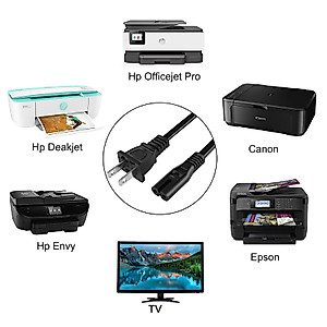 Power Cord Compatible Canon Pixma MX922 MX492 MX490 MX922 MX452 MX532 MG2420 MG2520 MG2522 MG2920 MG2922 MG7520 G4210 MX522 TS3122 TS3522 2 Prong Printer Replacement AC Power Cable