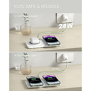 Magnetic Wireless Charging Pad, GEEKERA 2 in 1 Charging Station for Apple, Dual MagSafe Wireless Charger for iPhone 14/13/12 Pro Max/Pro/Plus/Mini, AirPods 3/Pro 2 (ONLY for Apple Products)