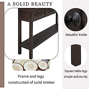 HABITRIO Antique Entry Console Table with Storage Drawers, 60" Long Sofa Table with Two Different Size Drawers and Bottom Shelf for Storage, Living Room Narrow Sofa Entry Table, Entryway (Espresso)