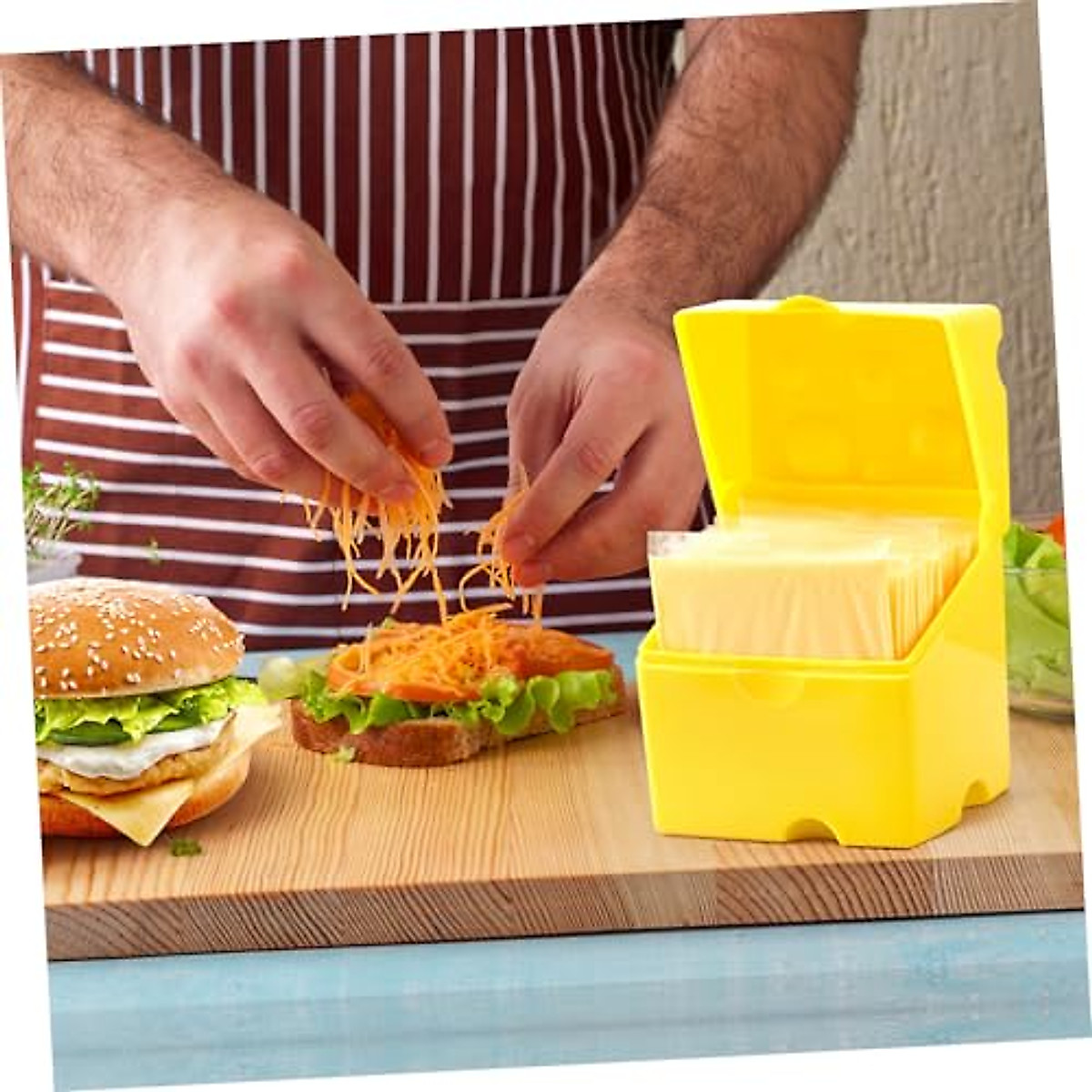 STOBAZA Sliced Cheese Storage Container, Sliced Cheese Container with Flip Lid Cheese, Cheese Slice Crisper Refrigerator Storage Rack Clamshell for Kitchen
