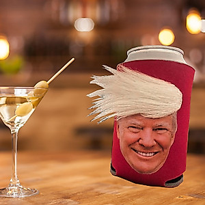 2 PCS Funny Can Coolers Sleeves with Trump Hair, Great Novelty Gifts Unique Presents for Men Women, Beer Can Cooler