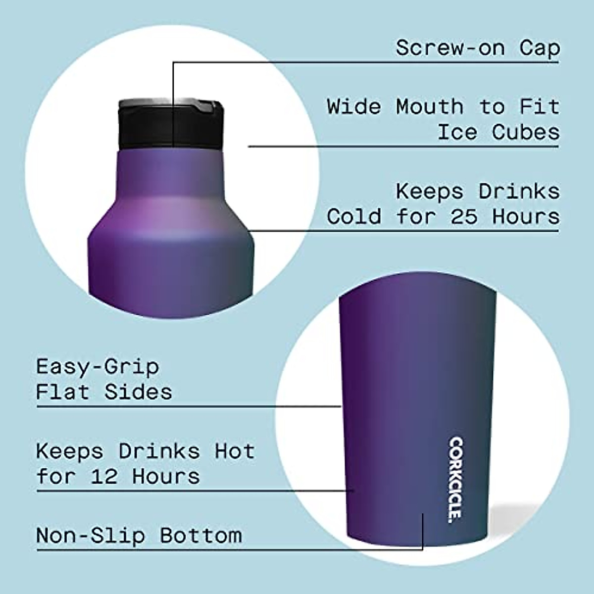 Corkcicle Lunch Box and Canteen Bundle Baldwin Boxer Cooler Lunch Box - Black Neoprene; 20 Oz Sport Canteen - Hammerhead Grey