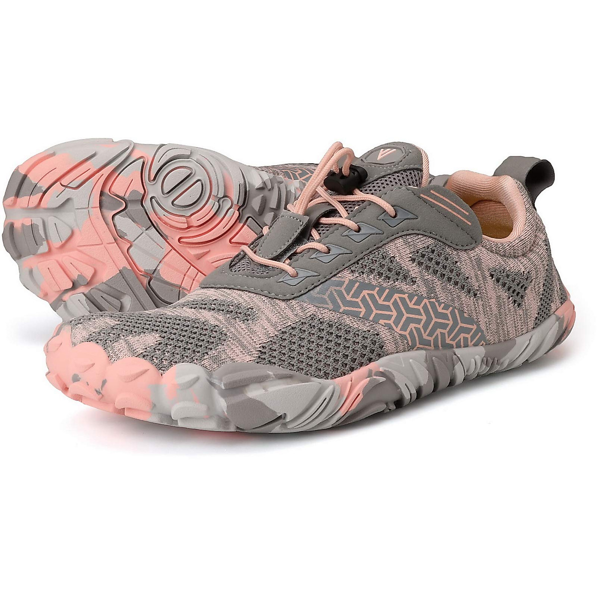 Joomra Womens Barefoot Road Running Tennis Shoes Size 8.5 Minimalist Wide Walking Camping Zero Drop Athletic Hiking Trekking Toes Workout Sneakers Grey Pink 39