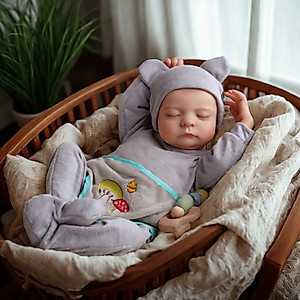 JIZHI Lifelike Reborn Baby Dolls - 17 Inch Realistic Newborn Baby Dolls Real Life Baby Dolls Full Vinyl Poseable Body Sleeping Baby Boy with Feeding Kit for Children 3+