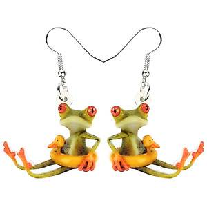 NEWEI Acrylic Sweet Cartoon Skateboard Frog Earrings Drop Dangle Big Long Fashion Animal Jewelry For Women Charms (Yellow)