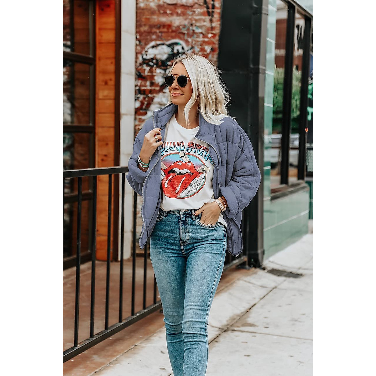 ETCYY Women's Causal Lightweight Quilted Jackets Long Sleeve Oversized Warm Winter Zip Up Coat with Pockets