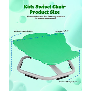 FAHKNS Autism Sensory Spinning Chair, Green Elephant Kids Swivel Chair, Sit and Spin Sensory Chair for Toddlers Overcoming Social Phobia Non-Slip Metal Base