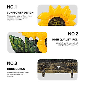 YARNOW Metal Key Holder Hooks Sunflower Wall Hanger Decorations Multi- for Door Kitchen Corridor Foyer Bedroom University Dormitory, 3 Hook Racks