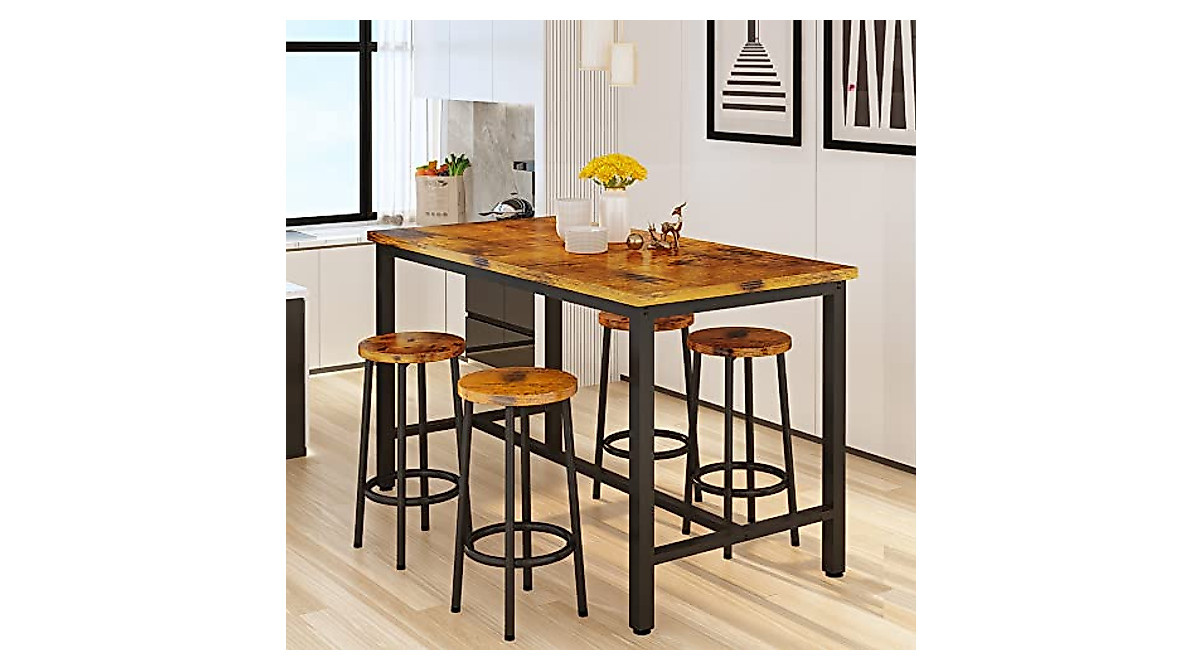 Stylish AWQM Bar Height Table & Chair Set for Small Spaces