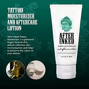 After Inked Tattoo Aftercare Lotion - Tattoo Moisturizer, As Seen on INK MASTER, Tattoo Balm, Ink Hydration Tattoo Aftercare Kit, 3 Fluid oz Tube (1-Pack)