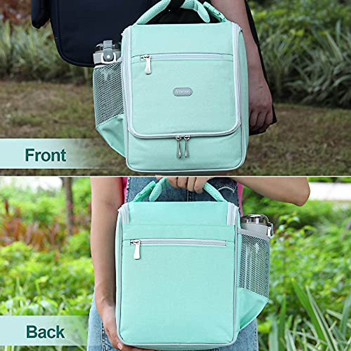 Amersun Lunch Box Kids, Insulated Lunch Bag Women Men, Cooler Bag for Teen Girls Boys Adult, Bento Box with Multi-Pocket for School Picnic Office Work, Easy to Clean (Spill-Resistant, Light Blue)
