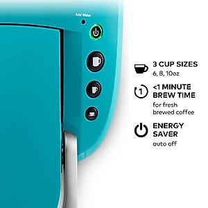 Keurig K-Compact Single-Serve K-Cup Pod Coffee Maker, with 3 Brew Sizes, Smart Start Feature, 36oz Removable Reservoir, Turquoise