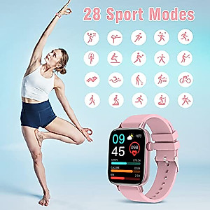 Smart Watch 1.95'' Full Touch Smart Watches for Women Smart Fitness Tracker Watch for Android iOS Phones Compatible with Answer Calls Waterproof Smartwatch with 28 Sport Activity/Sleep/Heart Rate/Step