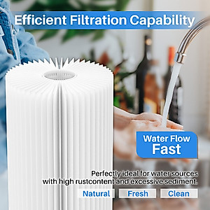 10" x 4.5" Whole House Pleated Water Filter Replacement for GE FXHSC, Culligan R50-BBSA, Pentek R50-BB, DuPont WFHDC3001, W50PEHD, GXWH40L, GXWH35F, for Well Water, Pack of 2
