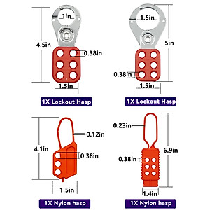 Boviisky Lockout Tagout Kit with Red Safety Padlocks, Hasps Set, Loto Tags, Bag, Electrical Lock Out Tag Out Kits, Keyed Different, 2 Keys Per Locks
