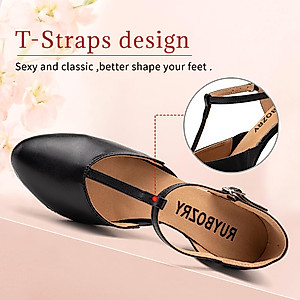 RUYBOZRY Women's Closed Toe Ballroom Dancing Shoes Latin Salsa Standard Bachata Performence Dance Shoes,YCD29-Black-6-Suede Sole,US 8
