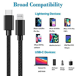 [Apple MFi Certified] iPhone Fast Charger, Veetone 20W PD Type C Power Wall Charger Plug with 6FT Nylon Braided USB-C to Lightning Quick Charging Sync Cable for iPhone 14/13/12/11/XS/XR/X/iPad/AirPods