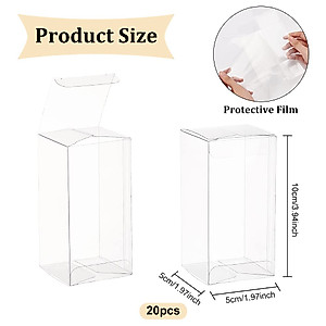 BENECREAT 20PCS Clear Wedding Favour Boxes 4x2x2 Rectangle PVC Transparent Gift Boxes for Candy Chocolate Valentine