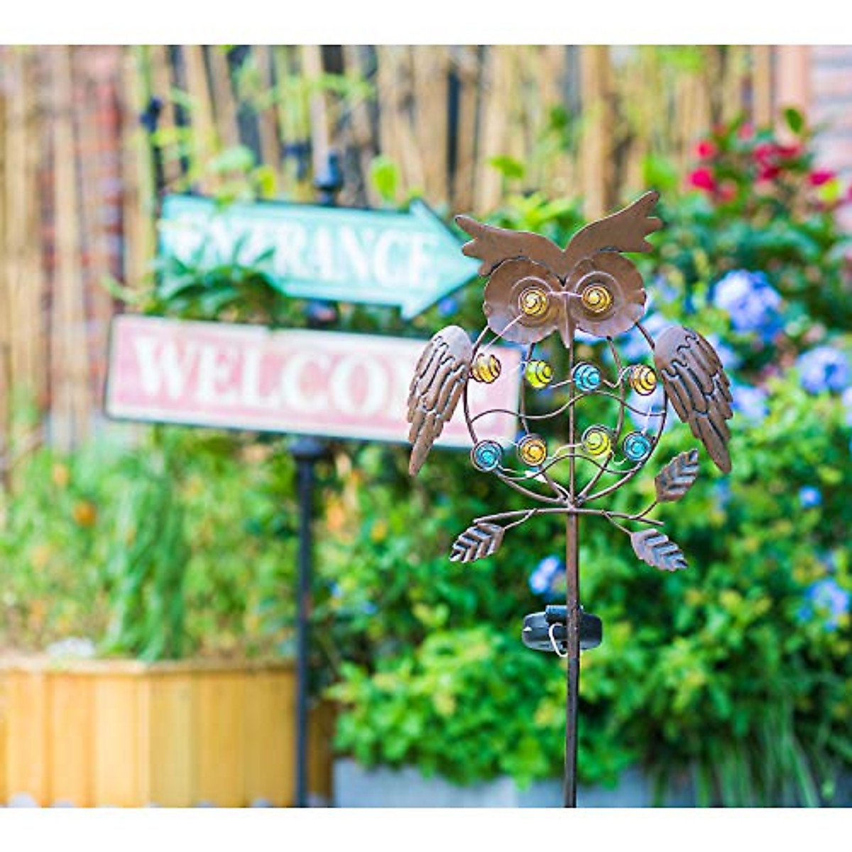 TAKE ME Owl Garden Solar Lights Outdoor, Solar Powered Stake Lights Great Gifts - Metal OWL LED Decorative Garden Lights for Walkway,Pathway,Yard,Lawn (Bronze)