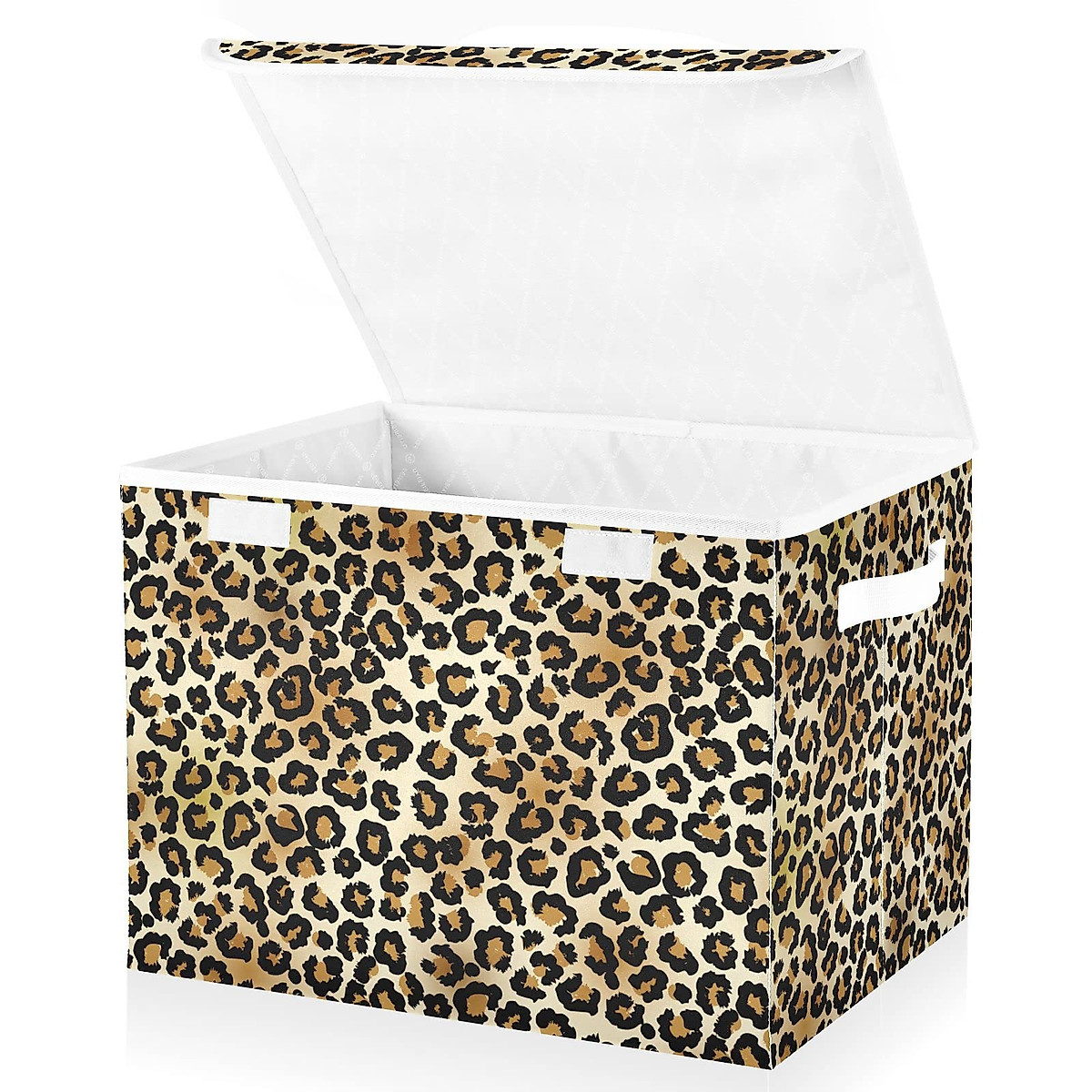 Kigai Fashion Colorful Leopard Animal Print Storage Bin, Storage Baskets with Lids Large Organizer Collapsible Storage Bins Cube for Bedroom, Shelves, Closet, Home, Office 16.5 X 12.6 X 11.8 Inch