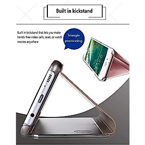 ISADENSER Huawei P40 Lite Case Huawei Nova 7i Case for Women With Clear View Flip Plating Mirror Makeup Glitter Slim Shockproof Full 360 Body Protective Mirror Case for Huawei P40 Lite Mirror Purple