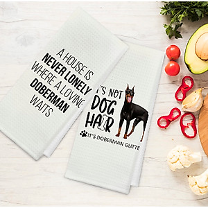 kunlisa Funny Doberman Dog Absorbent Kitchen Towels and Dishcloths 16×24 Inches Set of 4,Cute Doberman Lovers Gifts Hand Towel Dish Towel Tea Towel for Kitchen Bathroom Decor,Doberman Owners Gifts