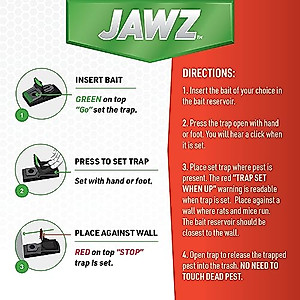 JT Eaton 409BULK Jawz Plastic Mouse Trap, For Solid or Liquid Bait (Pack of 24)