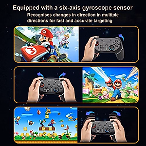 PSKONTORORA Switch Controller for Nin-tendo Switch/Switch Lite/Switch Oled, Switch Pro Controller with Programming Back Buttons Turbo Motion Vibration Screenshot【Upgraded】