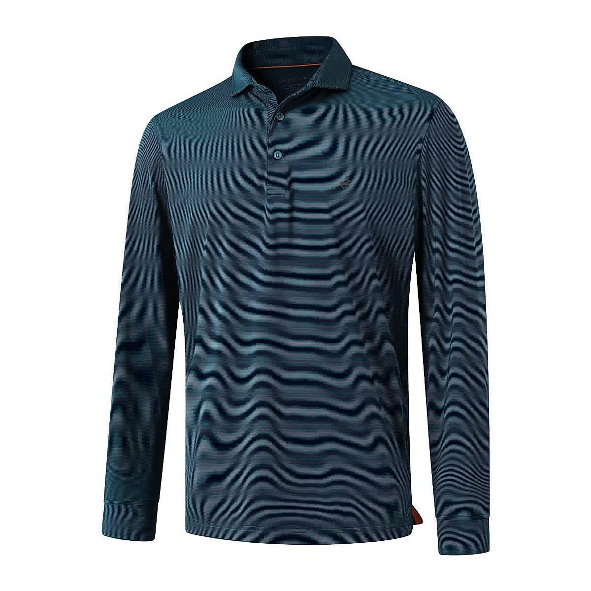 Long Sleeve Golf Shirts for Men UPF 50+ Sun Protection Casual Activewear Striped Mens Polo Turquoise
